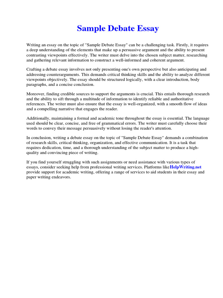 Sample Debate Essay | PDF | Nuclear Magnetic Resonance | Essays