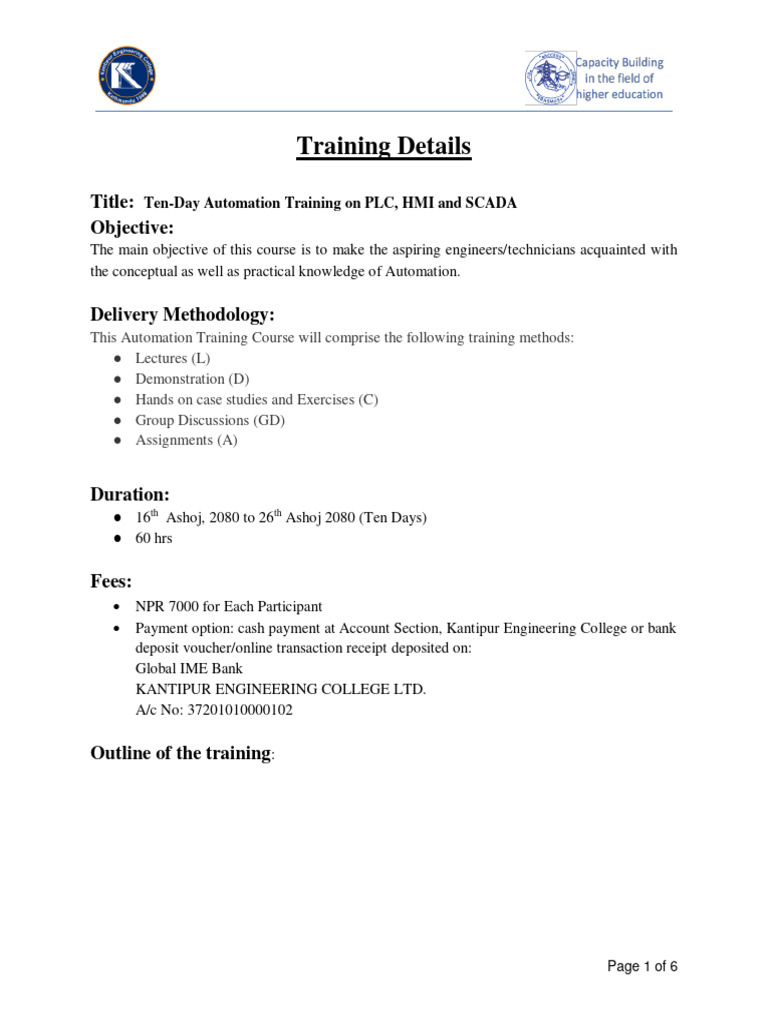 V2 Outline of The Professional Training Course PLC | PDF | Scada ...