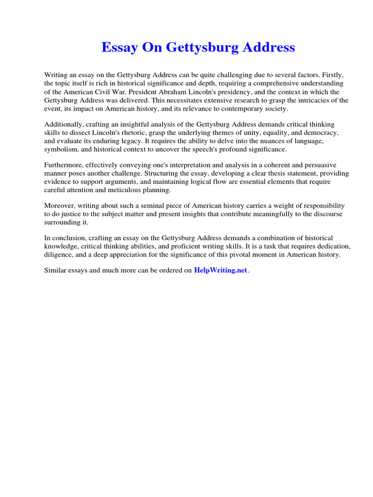 Essay On Gettysburg Address | PDF | Essays | Critical Thinking