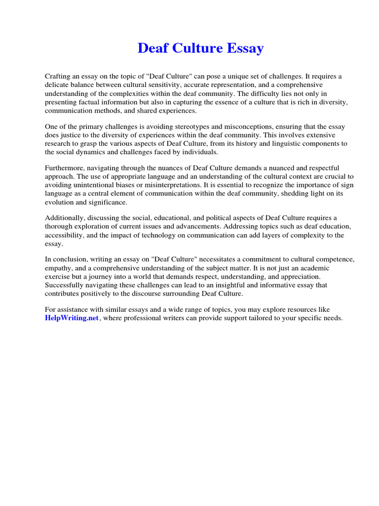 Deaf Culture Essay | PDF