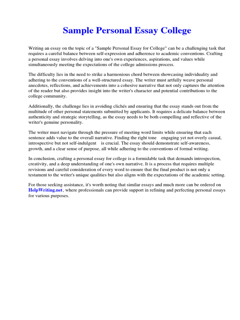 Sample Personal Essay College | Download Free PDF | Apology (Plato ...