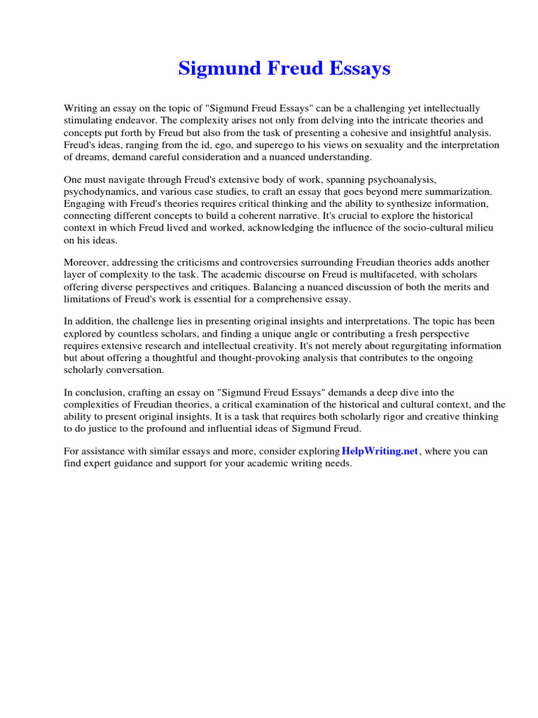 Sigmund Freud Essays | PDF