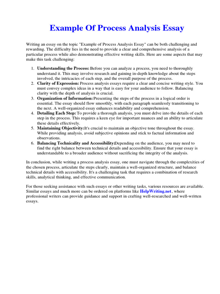 Example of Process Analysis Essay | PDF