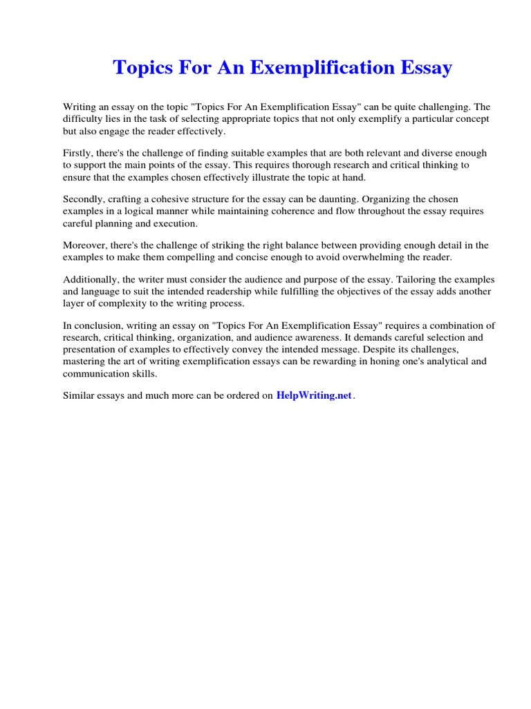 Topics For An Exemplification Essay | PDF | Fundamental Interaction ...