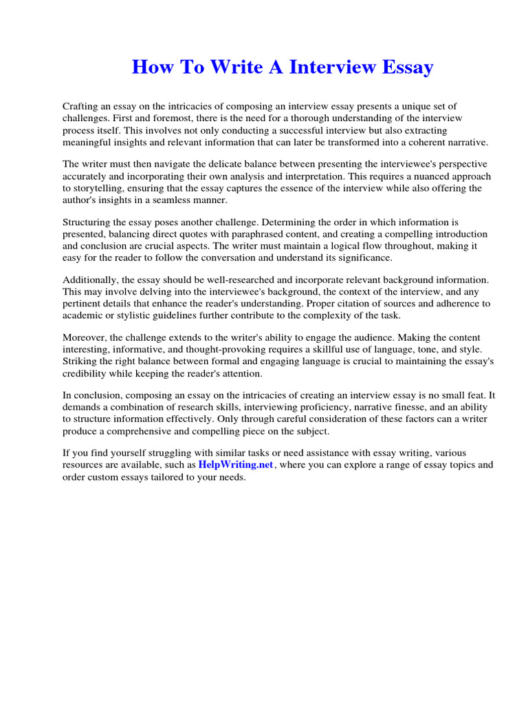 How To Write A Interview Essay | PDF