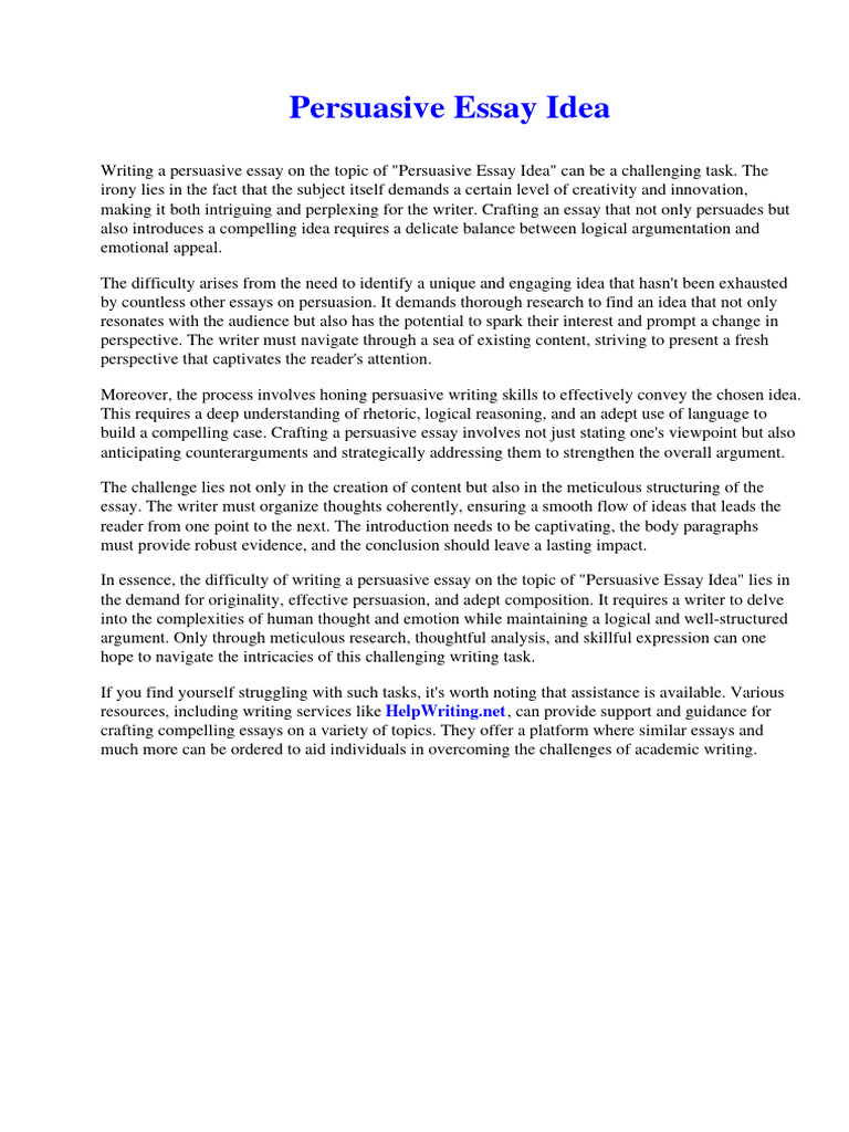 Persuasive Essay Idea | PDF | Essays | Persuasion