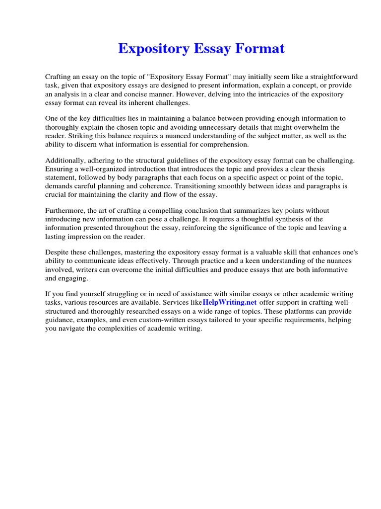 Expository Essay Format | PDF | Essays | Water Pollution