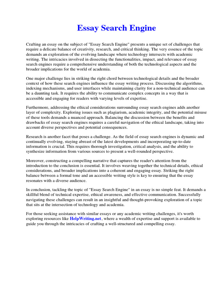 Essay Search Engine | PDF | Prosthesis | Essays