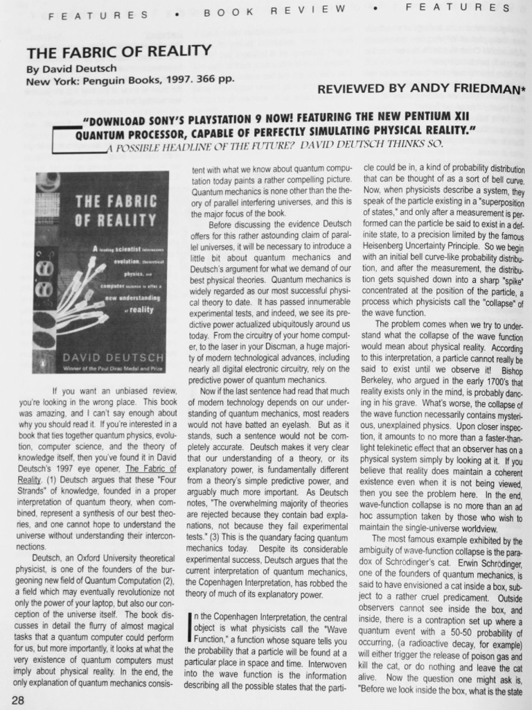 Friedman TheFabricOfRealityReview 2001 | PDF