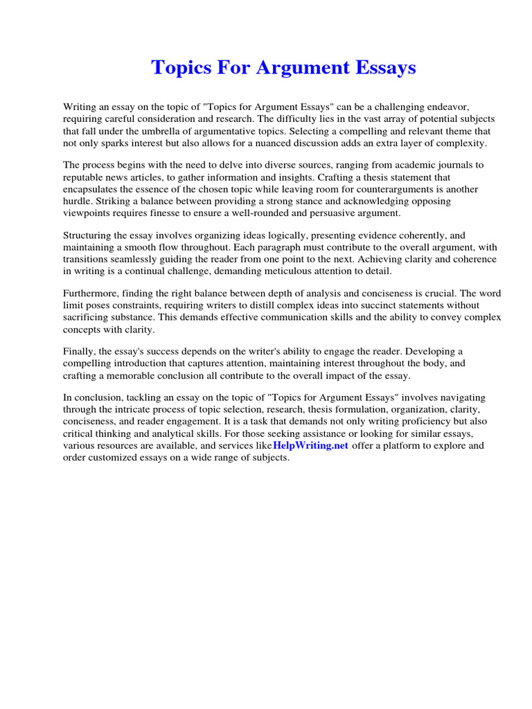 Topics For Argument Essays | PDF | Hannibal | Arrest Warrant