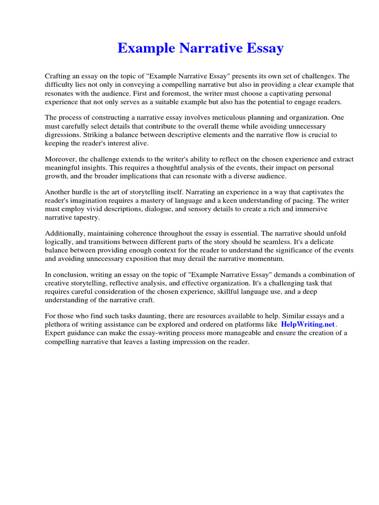 Example Narrative Essay | PDF