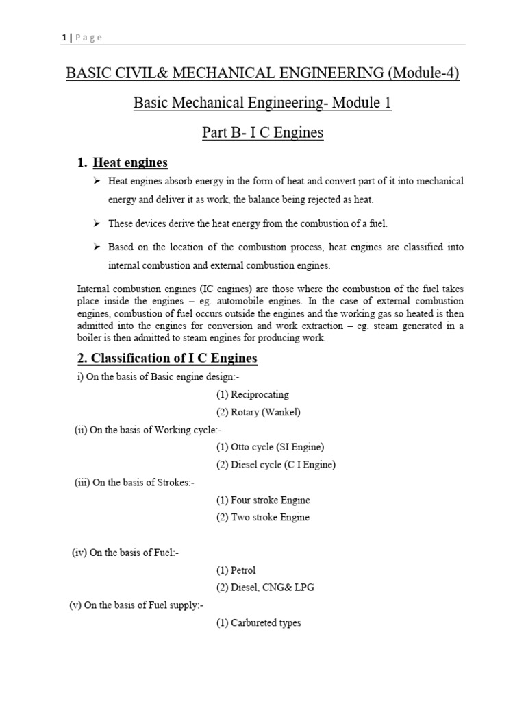BME Module 1 | PDF | Internal Combustion Engine | Fuel Injection