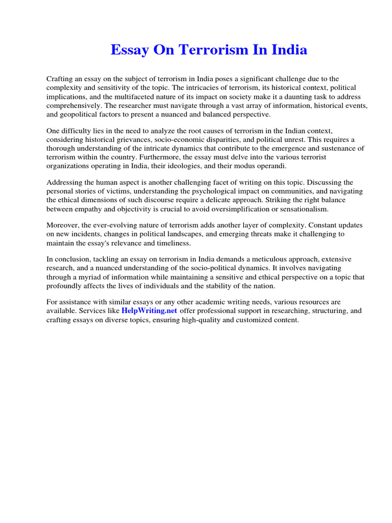 Essay On Terrorism in India | PDF | Data Compression | Wavelet