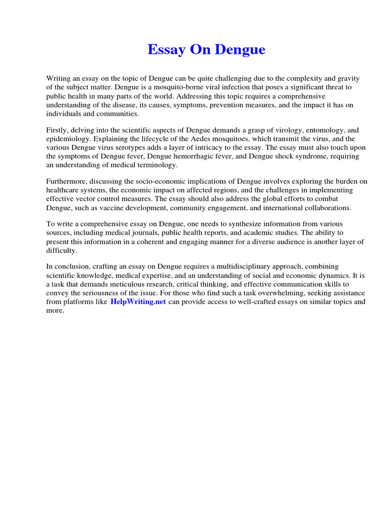 Essay On Dengue | PDF