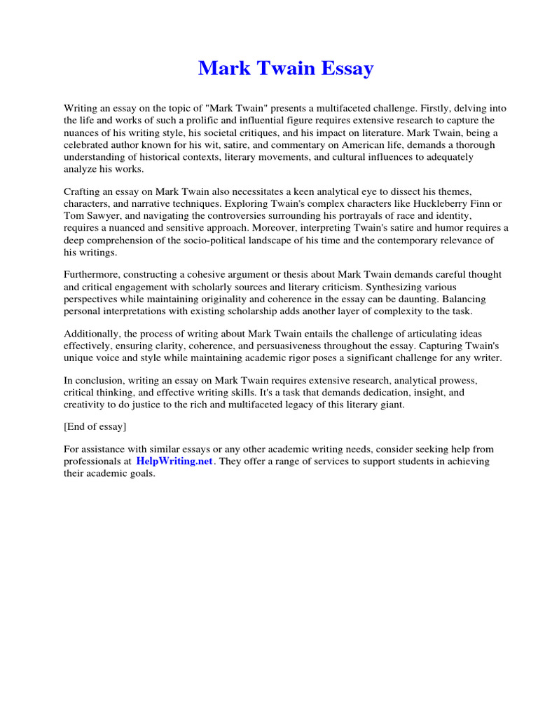 Mark Twain Essay | PDF