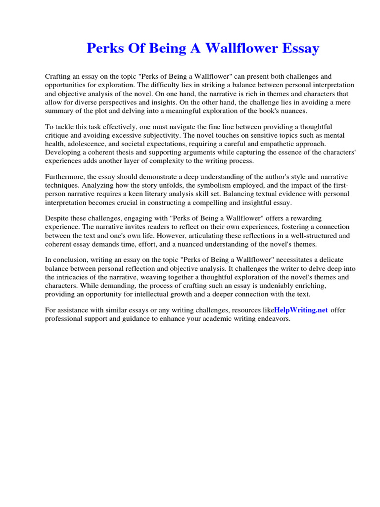 Writing a Wallflower Essay | PDF | Narrative | Essays