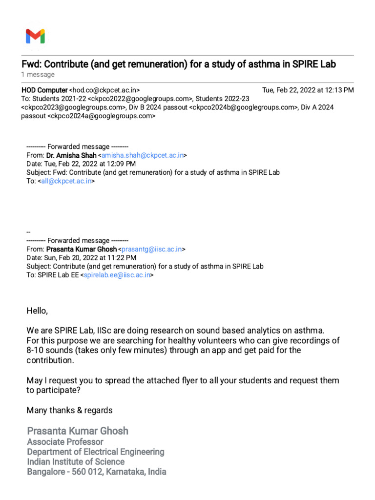 Contribute (And Get Remuneration) For A Study of Asthma in SPIRE Lab | PDF | Cyberspace | World ...