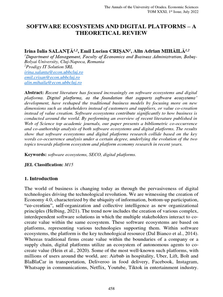Software Ecosystems and Digital Platforms - A Theoretical Review | PDF ...