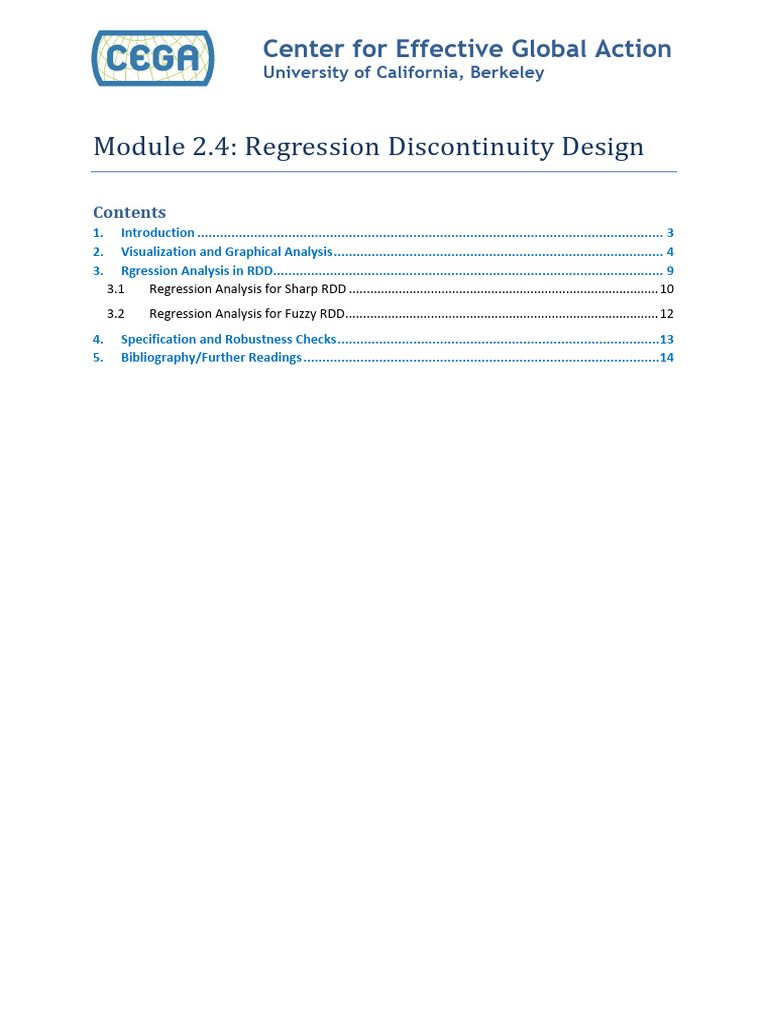 Module 2.4 Regression Discontinuity | PDF | Regression Analysis | Methodology