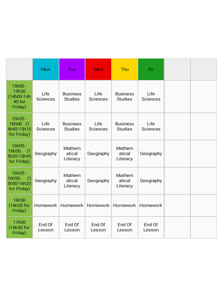 Grade 12 Internal Timetable 2025 | PDF | Language Arts & Discipline