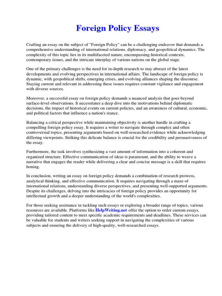 Foreign Policy Essays | PDF