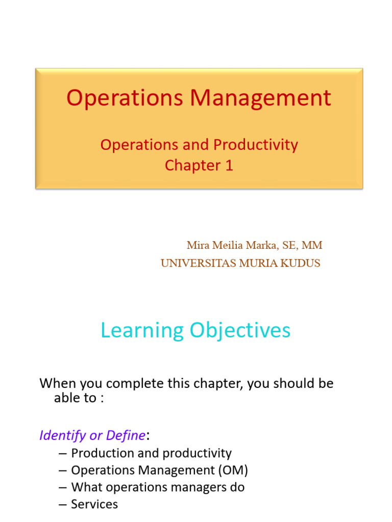 Operations Management Basics | PDF | Operations Management | Supply Chain