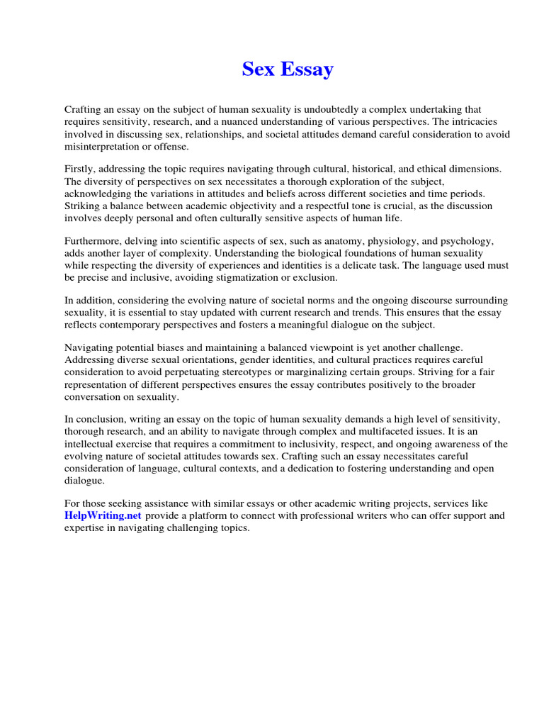 Sex Essay Pdf Human Sexuality