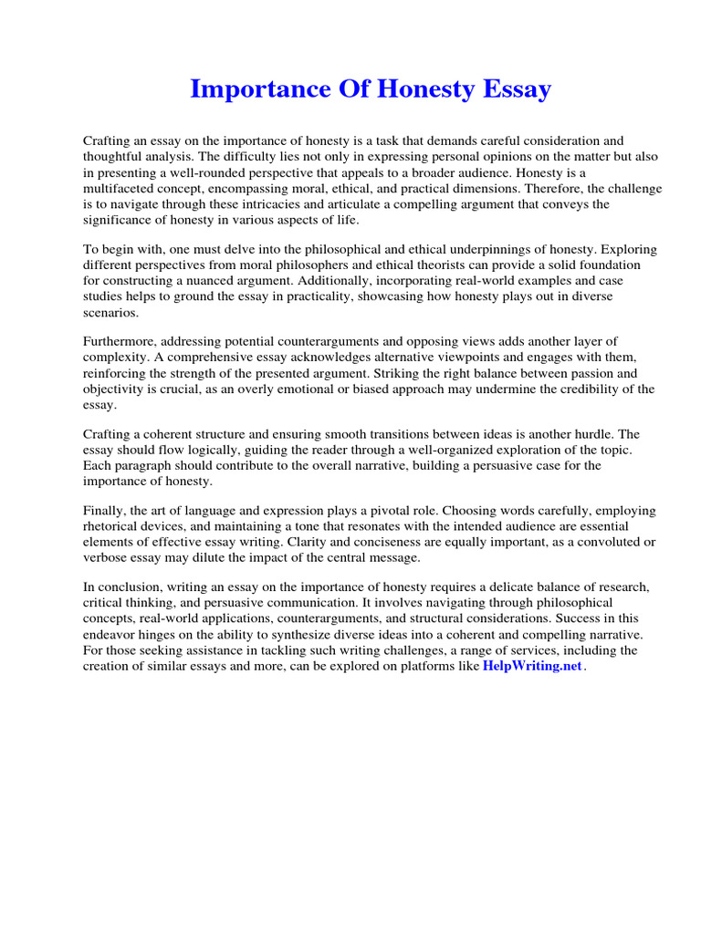 Importance of Honesty Essay | PDF | Essays | Forensic Science
