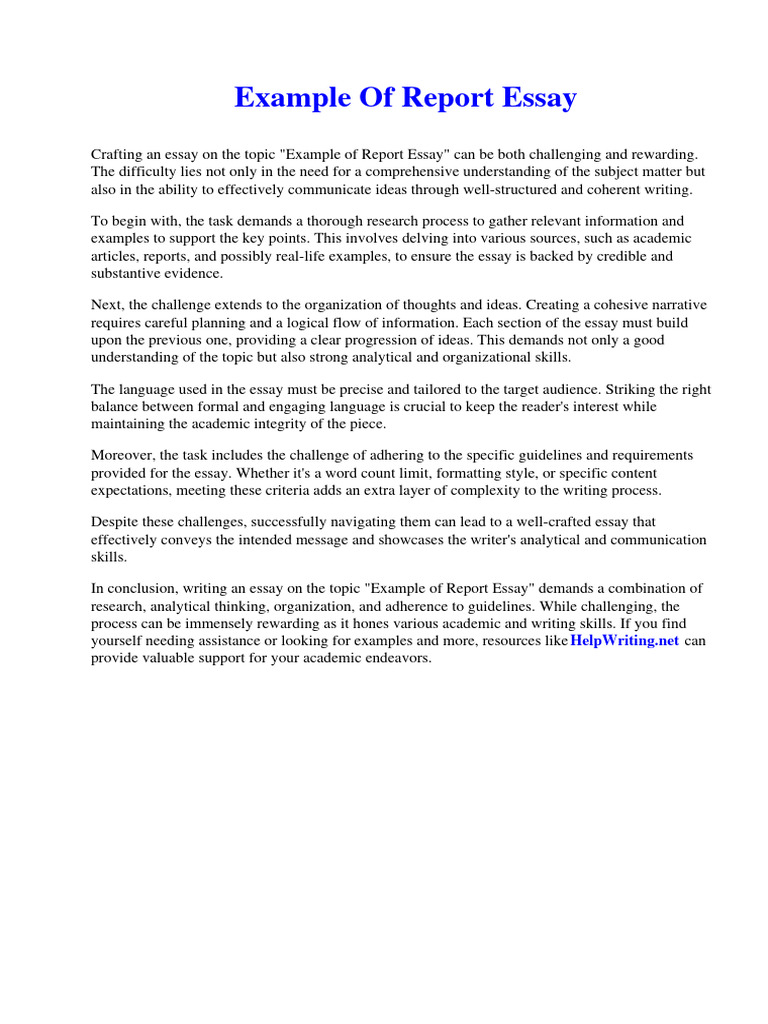 Example of Report Essay | PDF | Pride And Prejudice | Essays