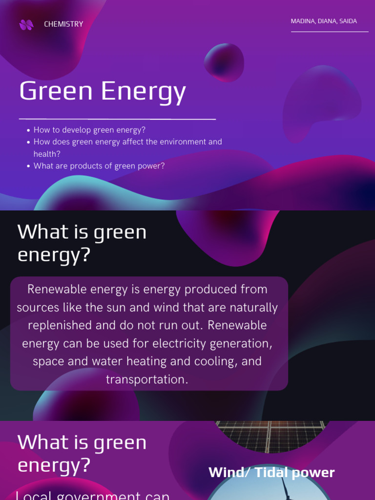 Presentation About Green Energy | PDF | Renewable Energy | Sustainable ...