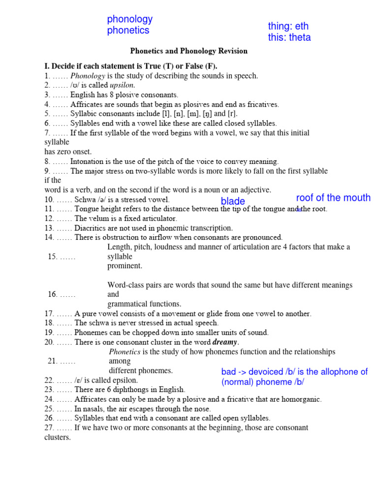 Phonetics and Phonology Revision | PDF | Consonant | Syllable