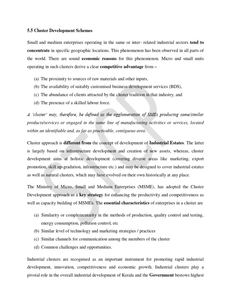 5.5 Cluster Development Schemes | PDF | Small And Medium Sized ...