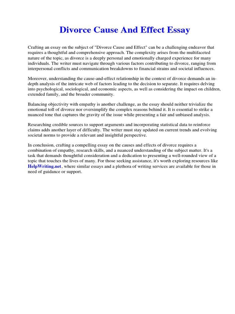 Divorce Cause and Effect Essay | PDF | Liver | Cirrhosis