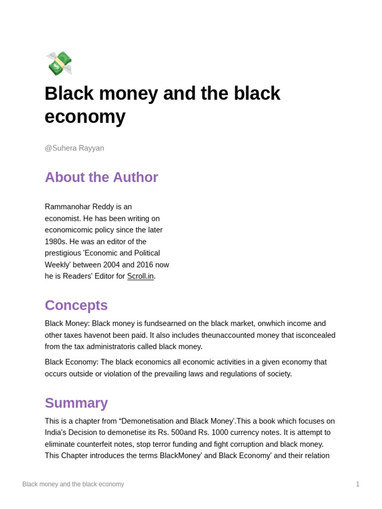 Black Money and The Black Economy | PDF | Black Market | Indian Black Money