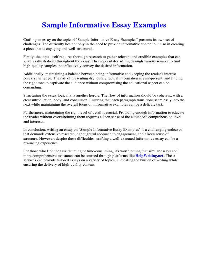 Sample Informative Essay Examples | PDF | Essays | Tragedy