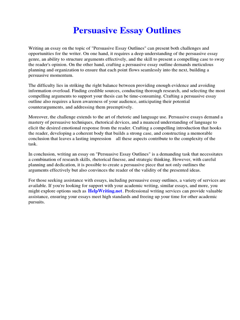 Persuasive Essay Outlines | PDF | Essays | Value Chain