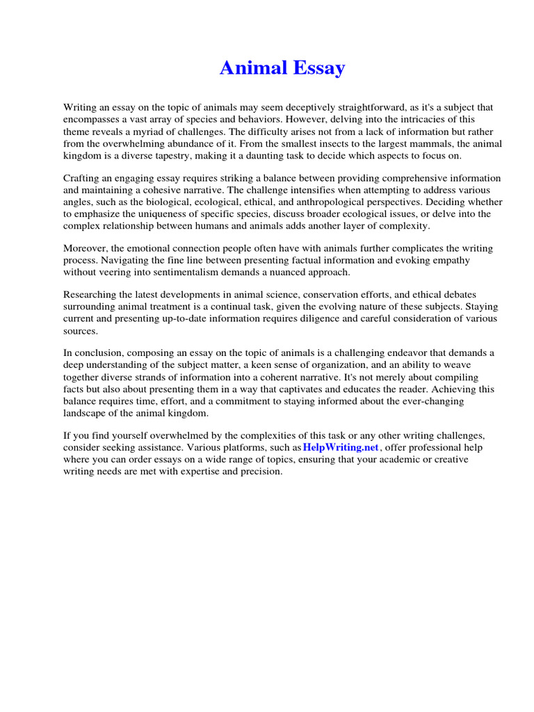 Animal Essay | PDF | Thin Layer Chromatography | Chromatography