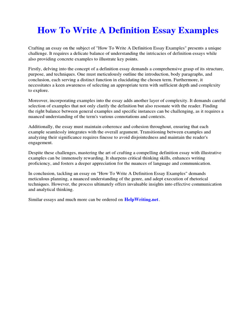 How To Write A Definition Essay Examples | PDF | Managed Care | Essays