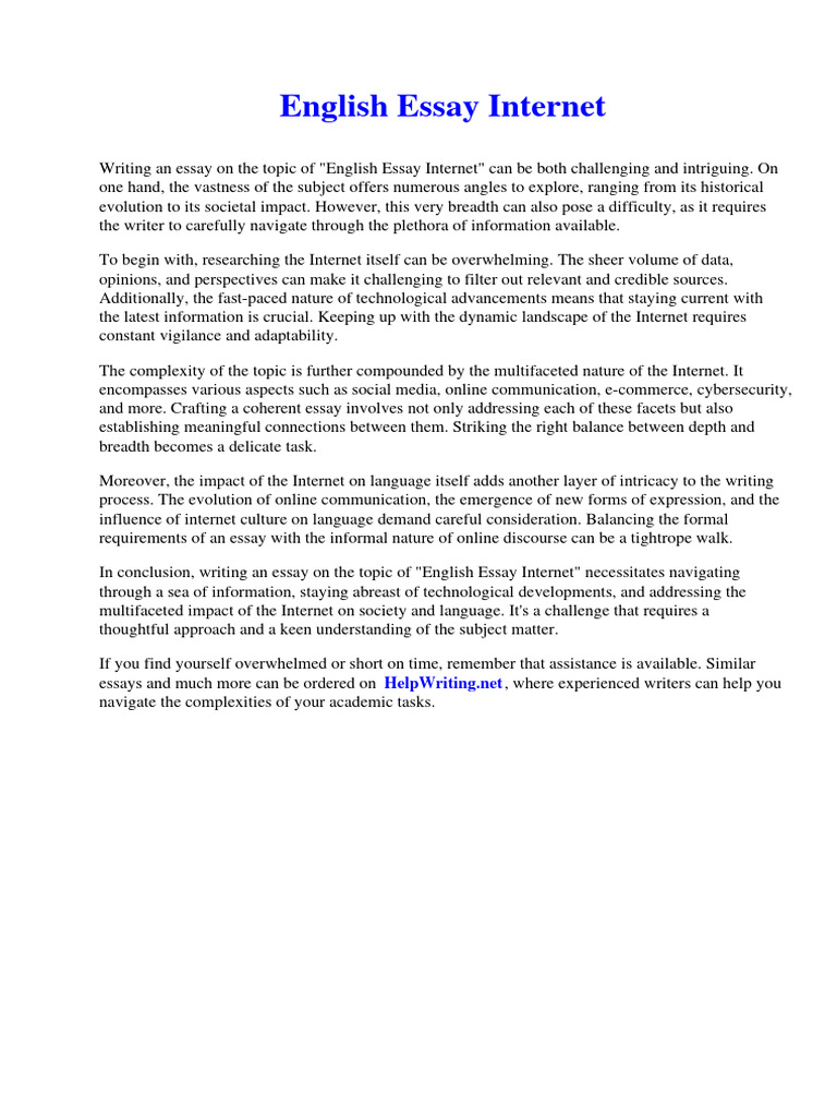 English Essay Internet | PDF | Second Language Acquisition | Computer Network