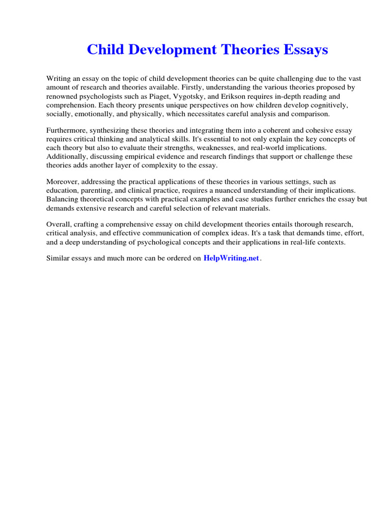 Child Development Theories Essays | PDF | Child Development | Phagocyte