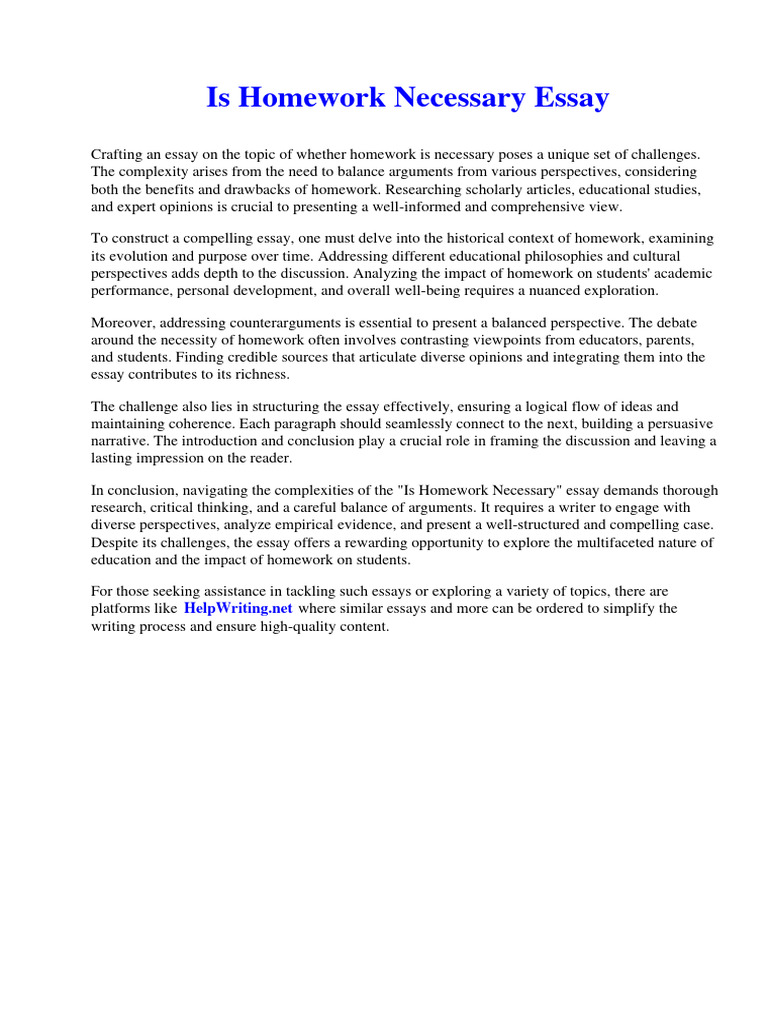 Is Homework Necessary Essay | PDF | Essays | Martin Luther King Jr.
