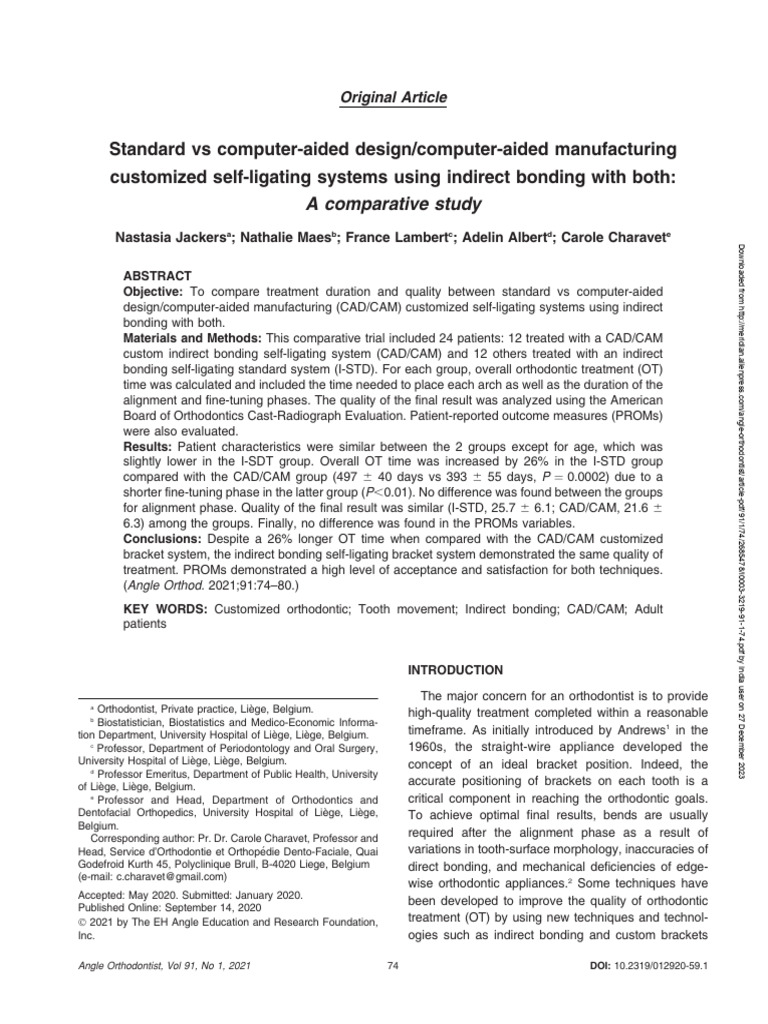 Standard Vs Computer-Aided Design/computer-Aided Manufacturing ...