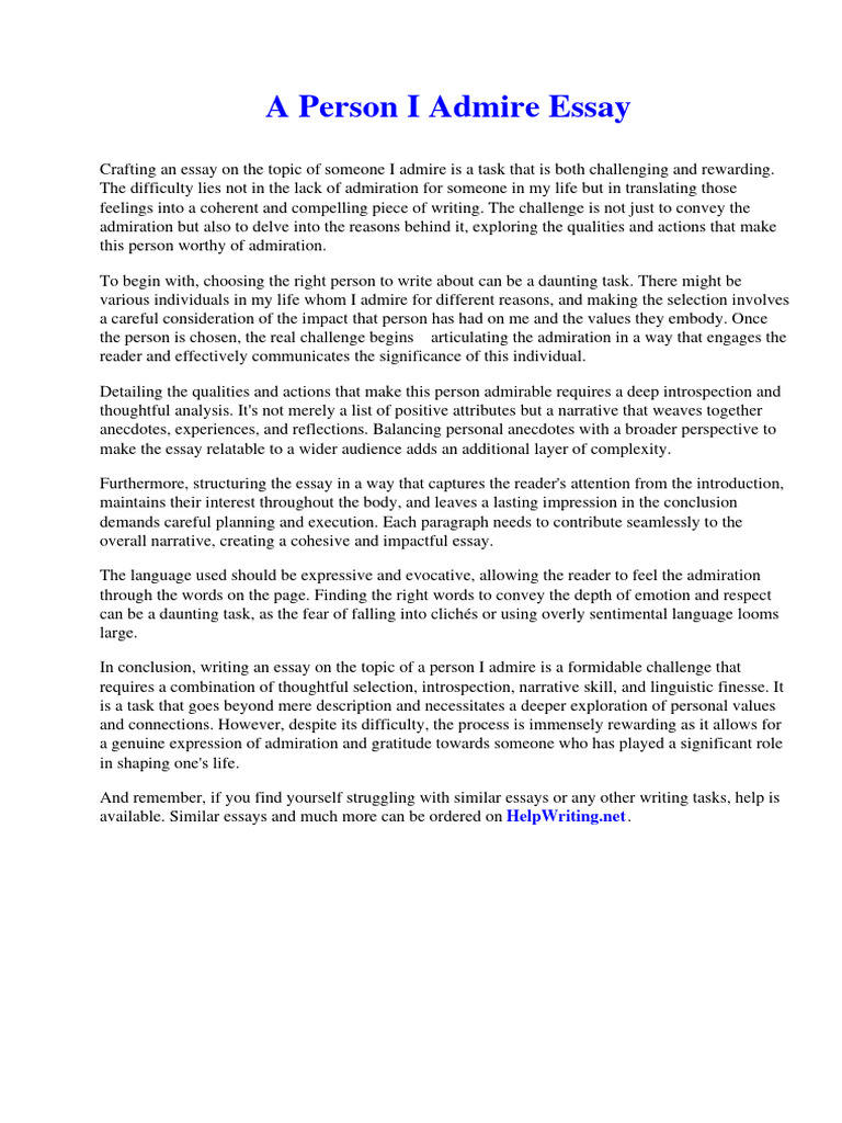 A Person I Admire Essay | PDF | Thanksgiving | Essays