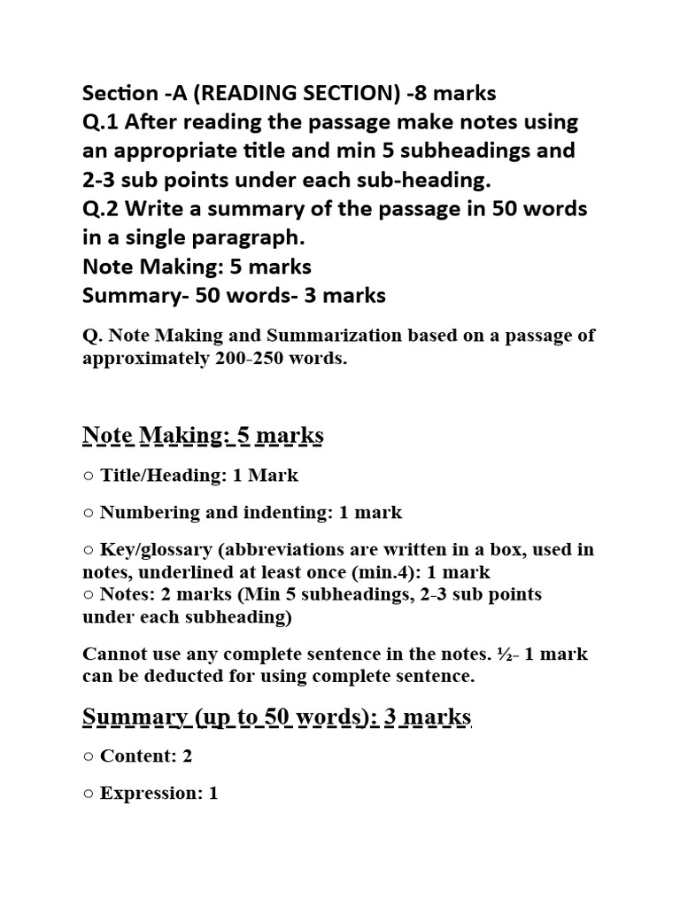 Note Making & Summary | PDF | Water | Salt