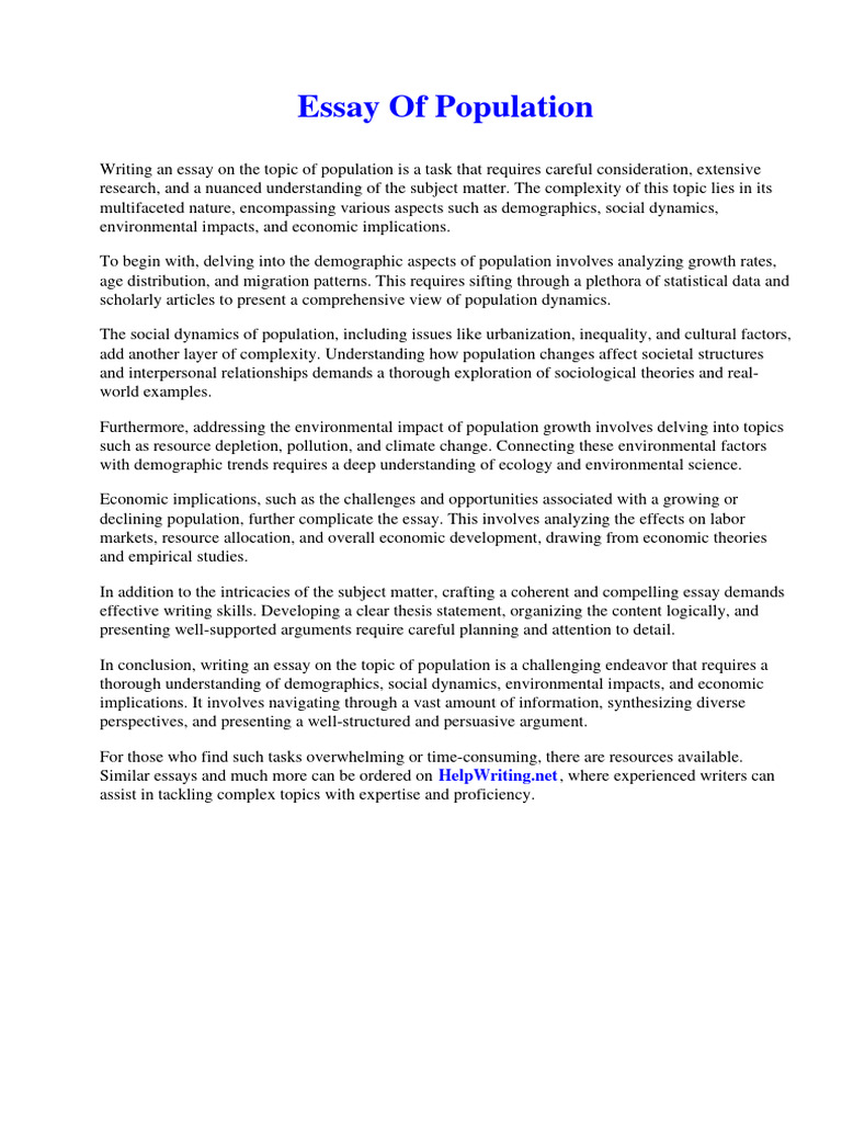 Essay of Population | PDF | Feeling | Demography