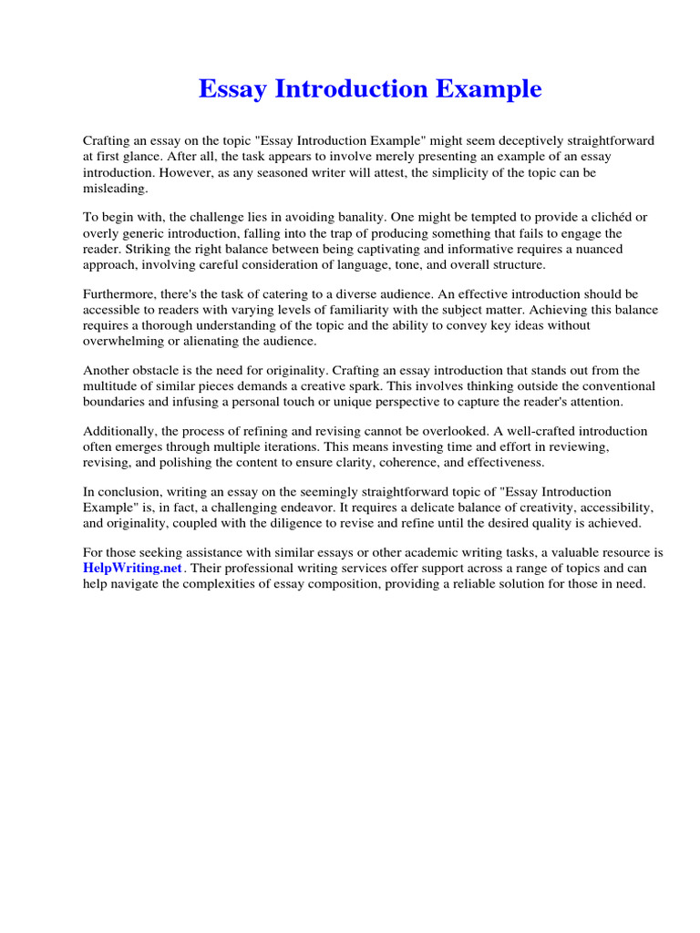 Essay Introduction Example | PDF | Smoking Cessation | Smoking