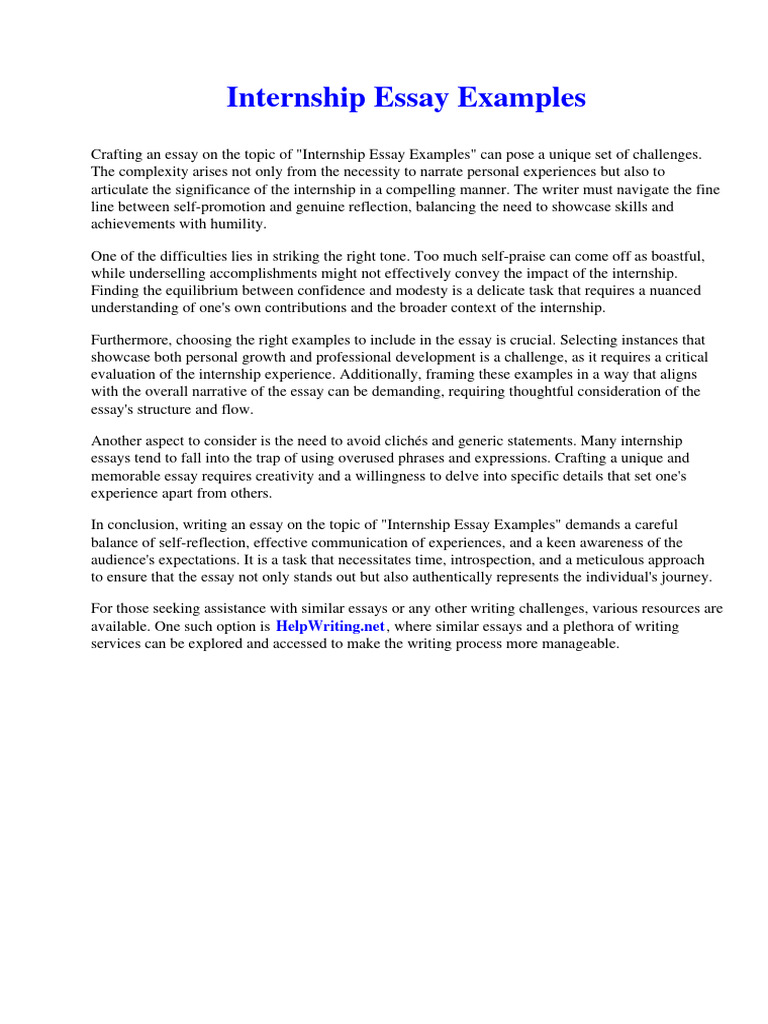 Internship Essay Examples | PDF