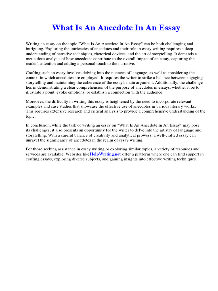 Understanding Anecdotes in Essays | PDF | Essays | Violence