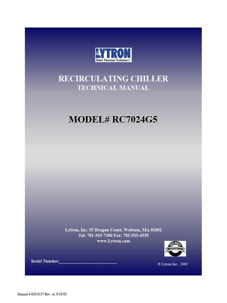Lytron Chiller G5 Manual | PDF