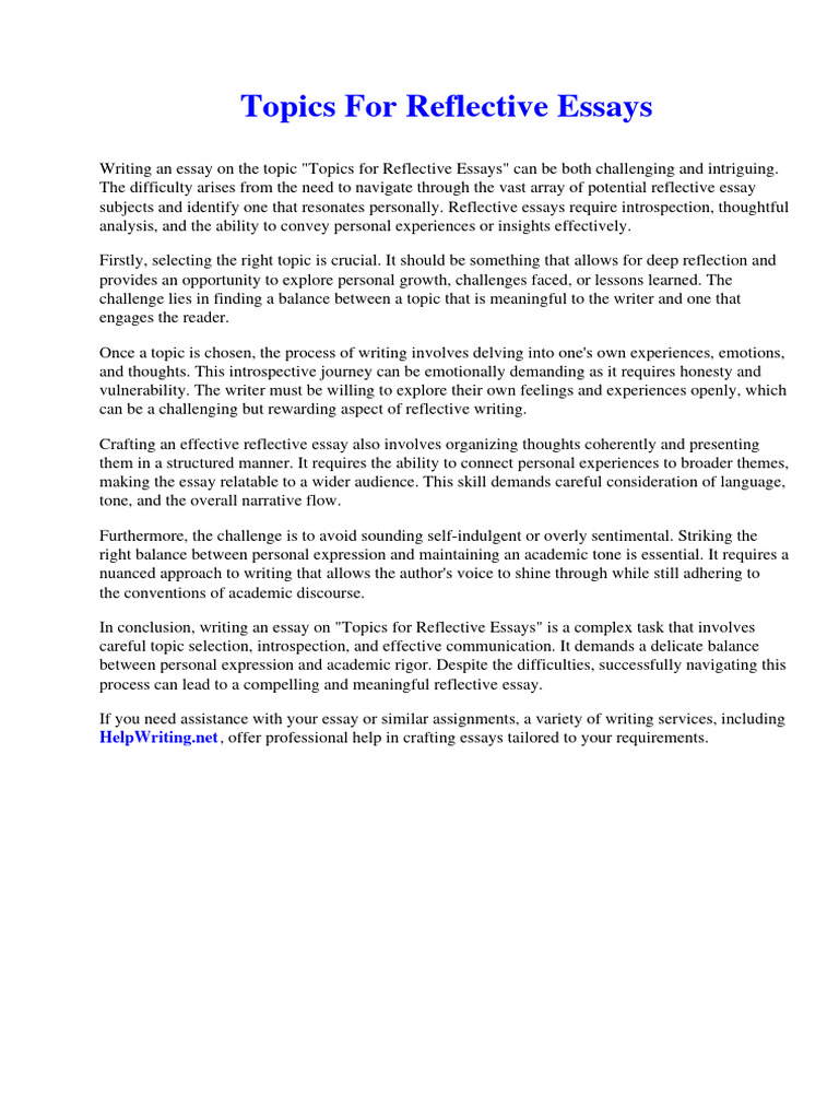 Reflective Essay Topic Selection Guide | PDF | Essays | Métis